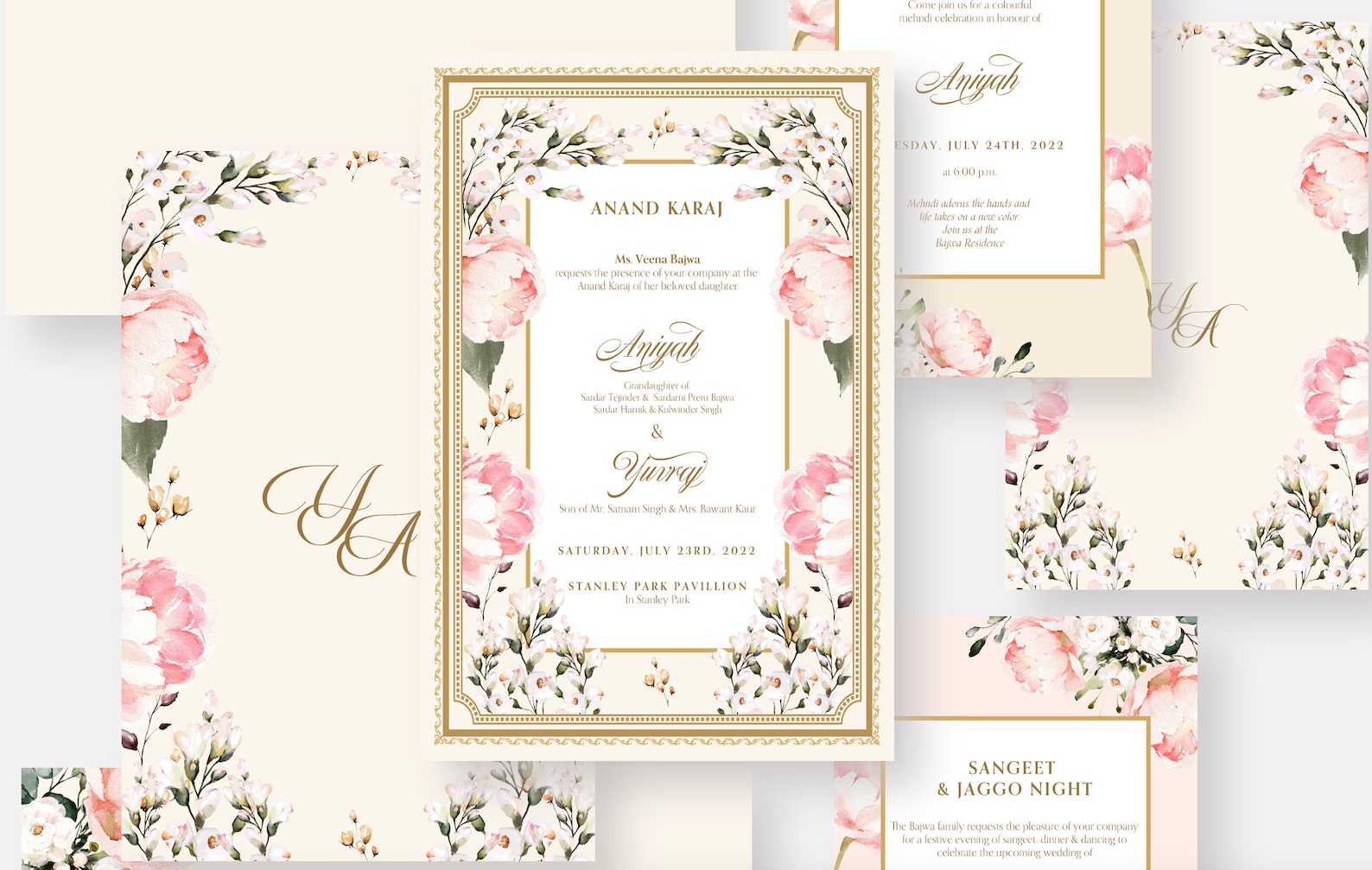 Floral Border Indian Wedding Invitations Indian Sikh | Etsy Canada