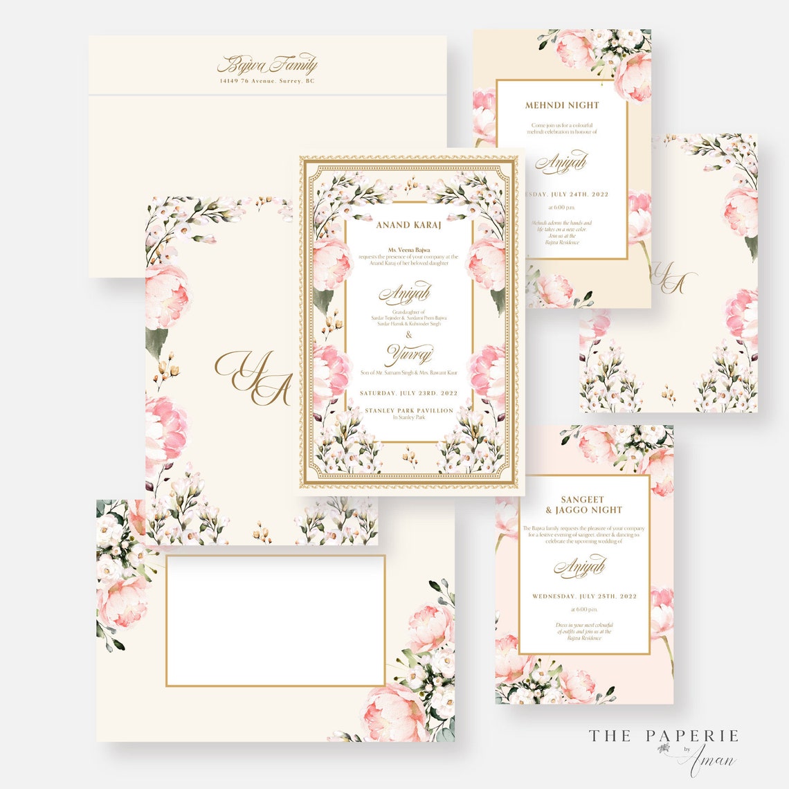 Floral Border Indian Wedding Invitations Indian Sikh - Etsy Australia