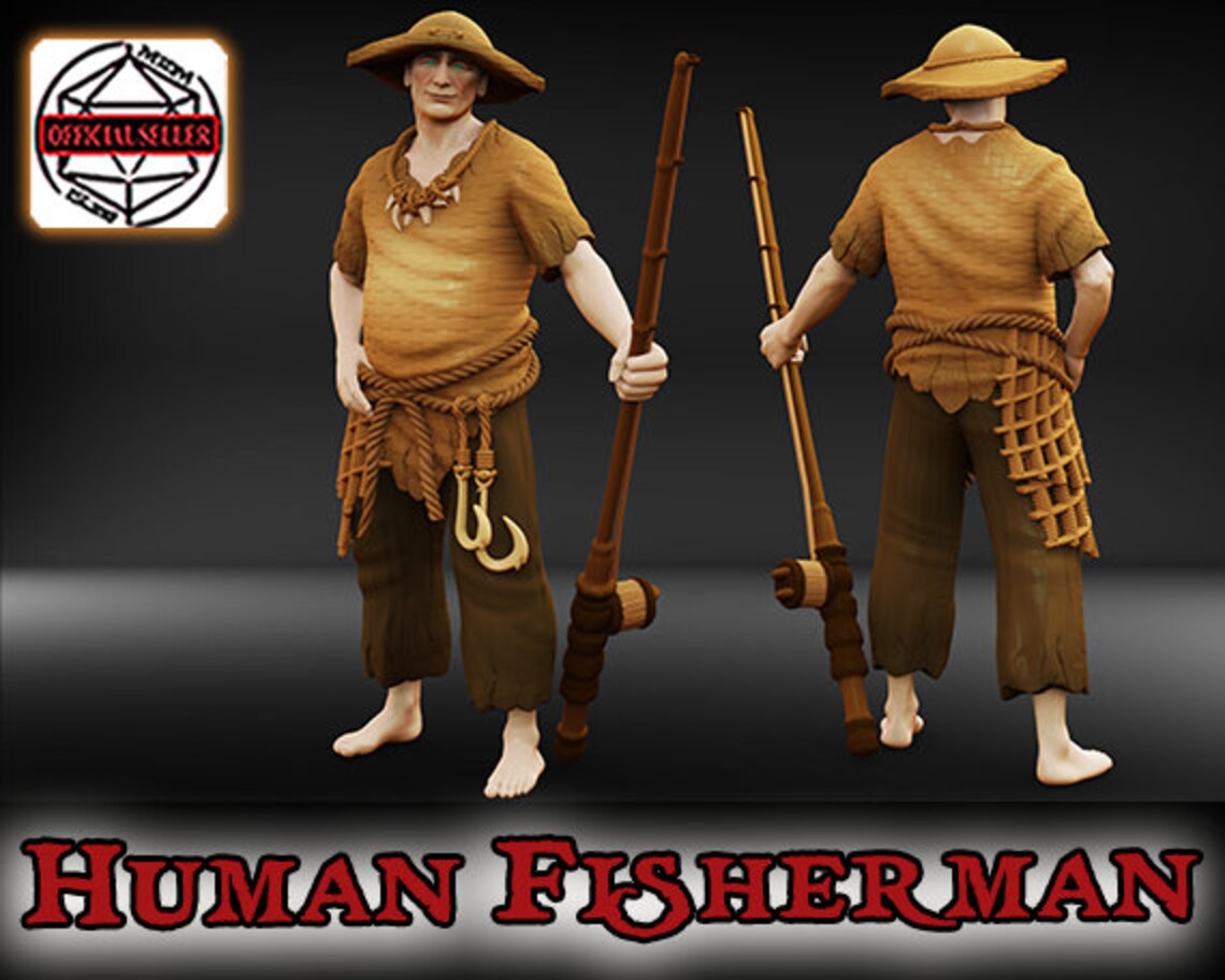 Human Fisherman D&D 5e Townsfolk Collection Wargaming | Etsy