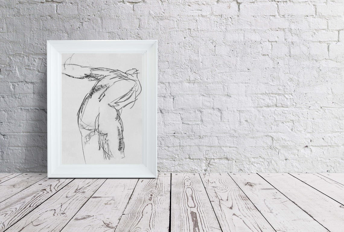 Female Figure Drawing Digital Download Art Print // Minimalist Wall Art ...
