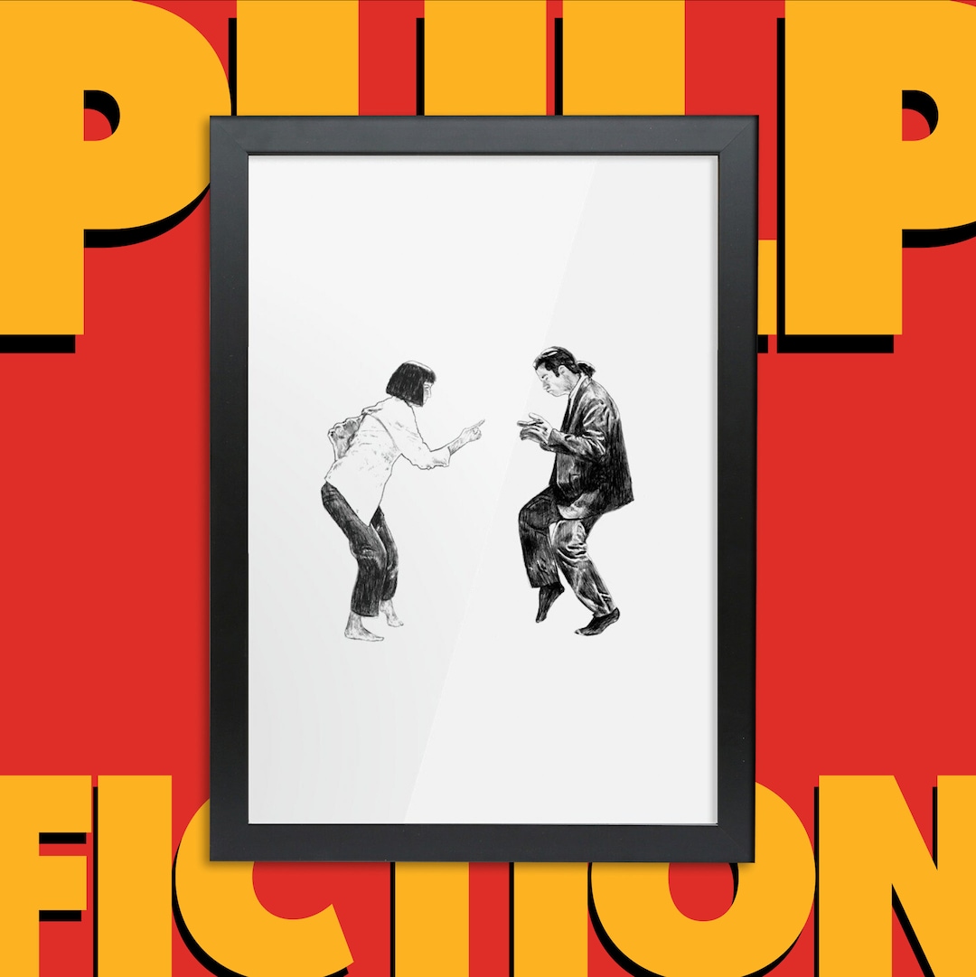 Pulp Fiction Dance Scene Print - Classic Movie Wall Art - Black and ...