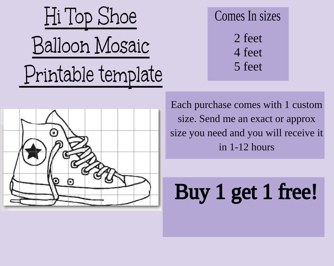 Shoe Sneaker Balloon of Mosaic Template , Party Prop , Teen Birthday ...