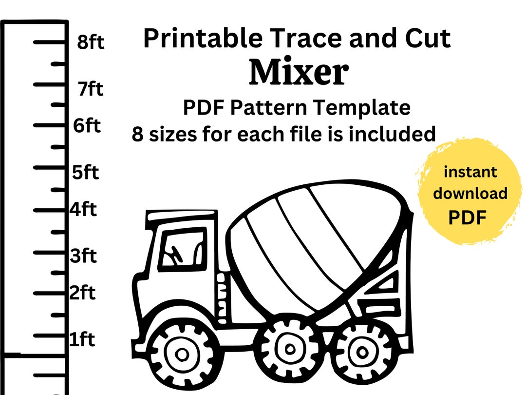 2ft 3ft 4ft 5ft 6ft Cement Mixer Template Silhouette - Etsy