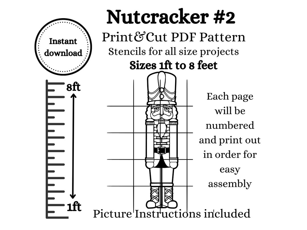 Life Size the Nutcracker Silhouette Stencil Template 3ft, 4ft, 5ft, 6ft 7ft,8ft Christmas Décor ...