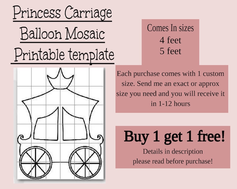 Princess Carriage Balloon of Mosaic Template Printable - Etsy
