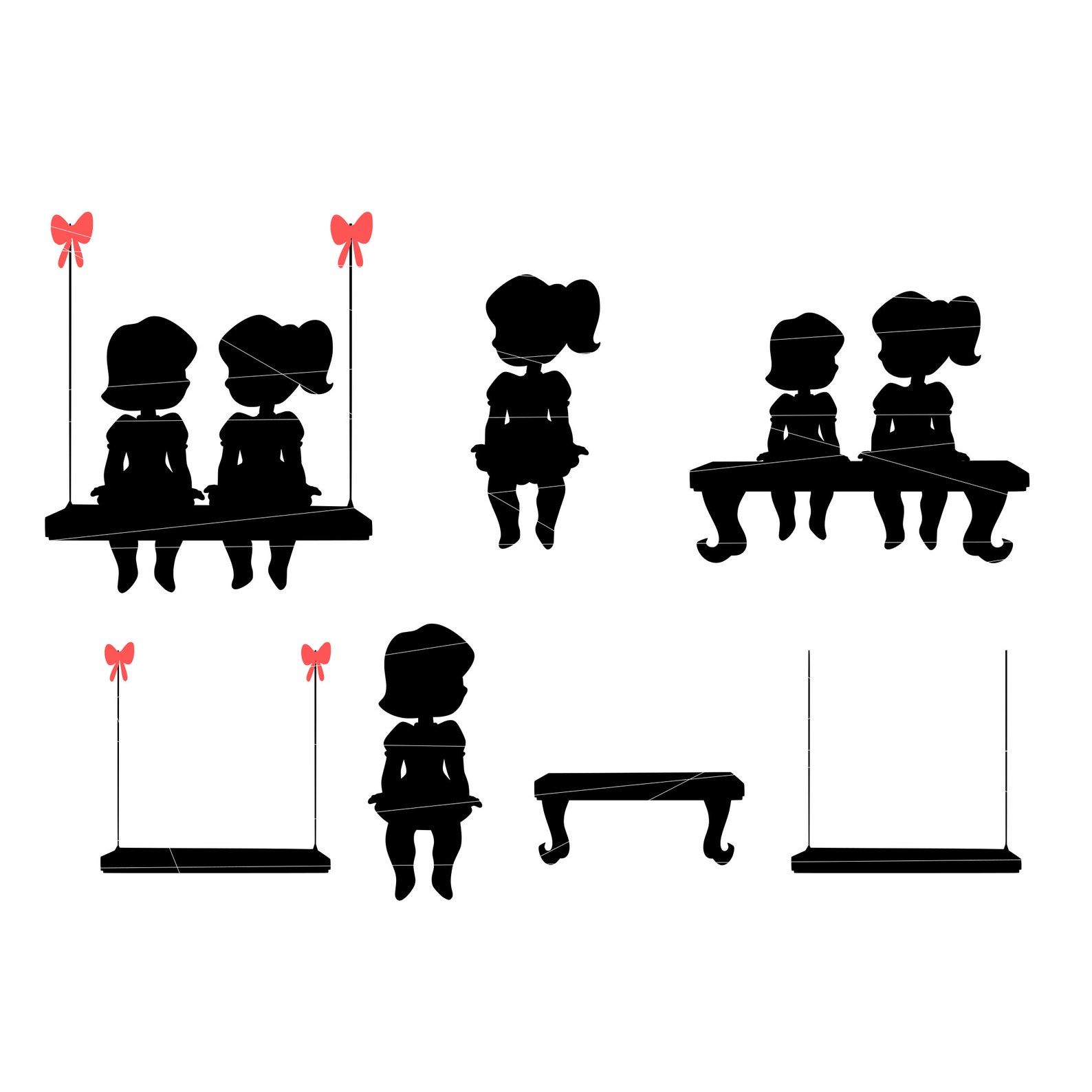 Two Girls on Swing, Kids on Swing , Family on Swing Girls Boys Custom ...