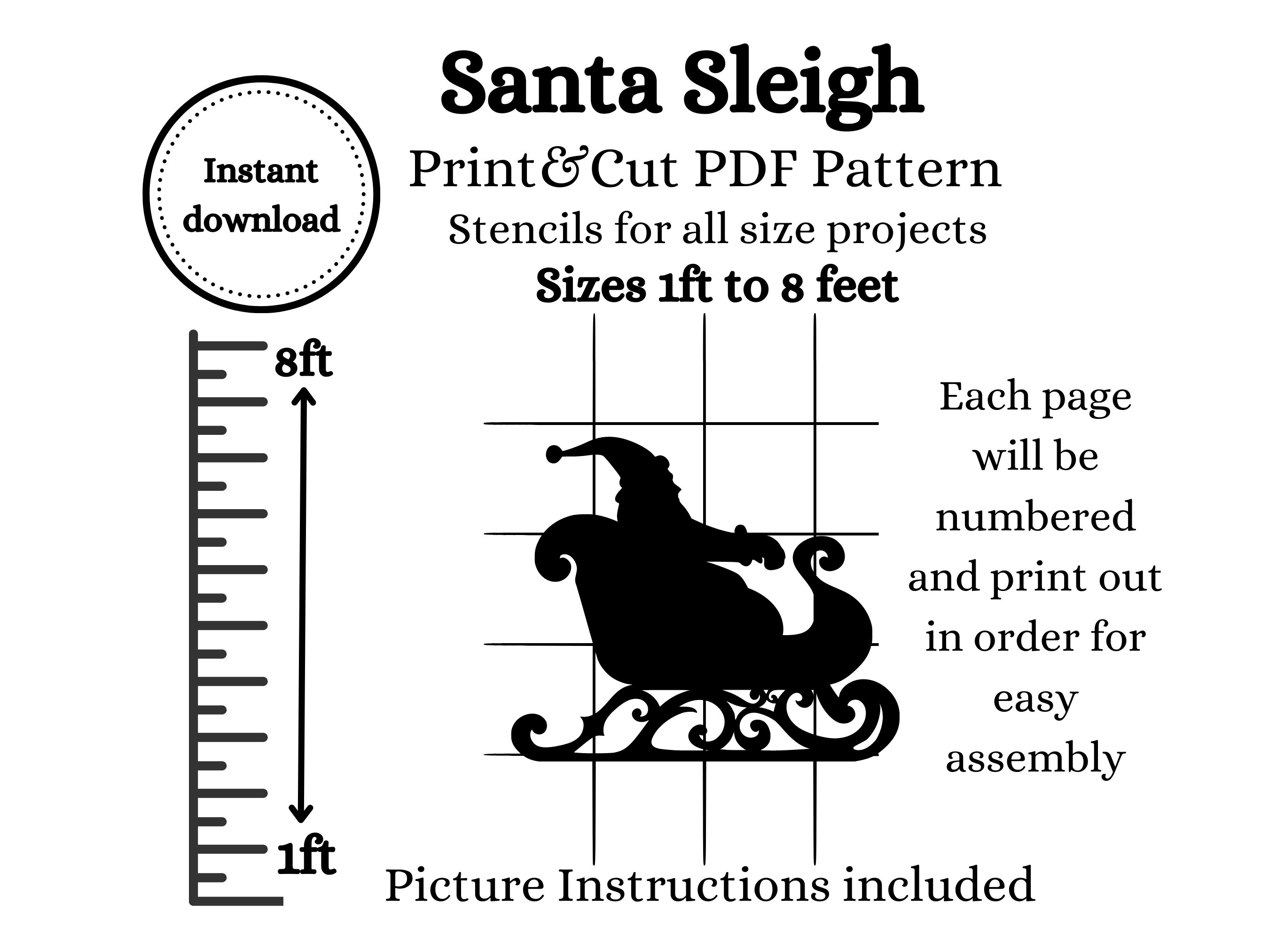Santa Sleigh Stencil