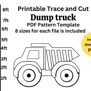 1ft to 8ft Dump Truck Template Silhouette , Construction Woodworking ...