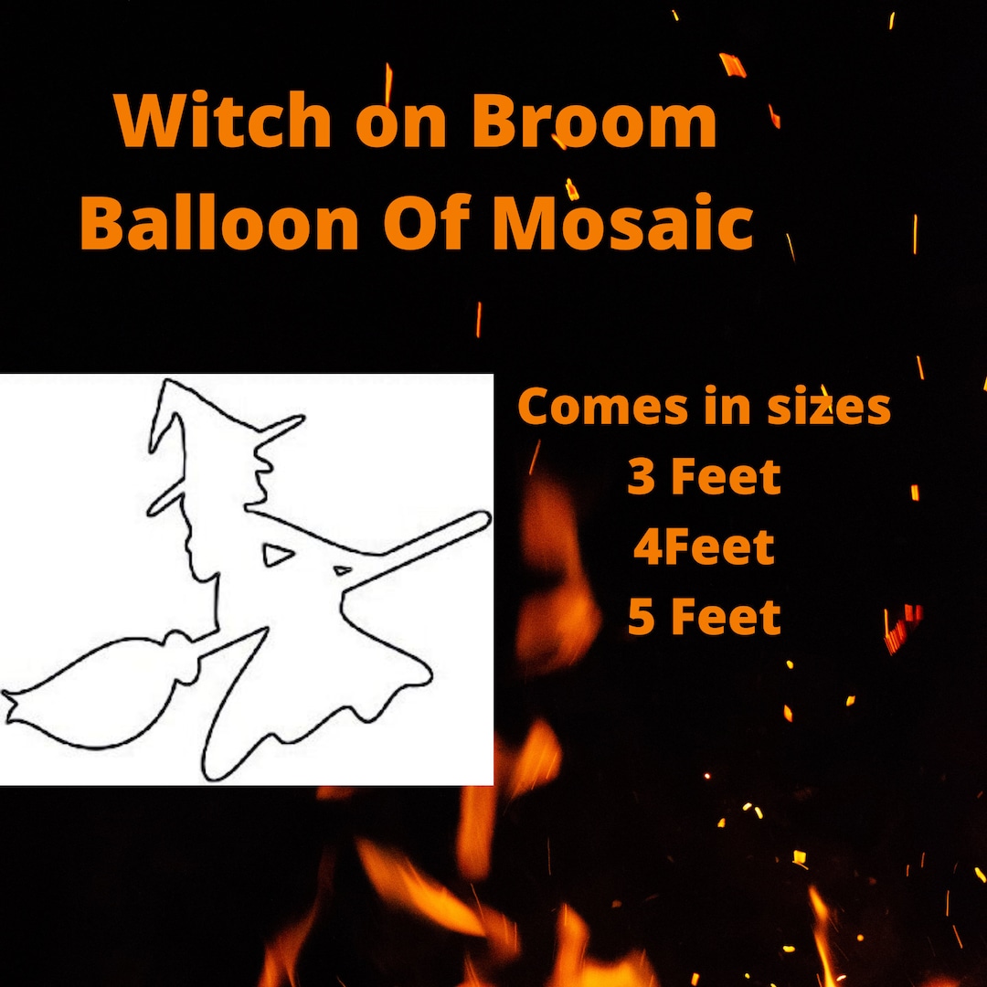 Witch on Broom Balloon of Mosaic,print Trace and Cut Pdf Template ...