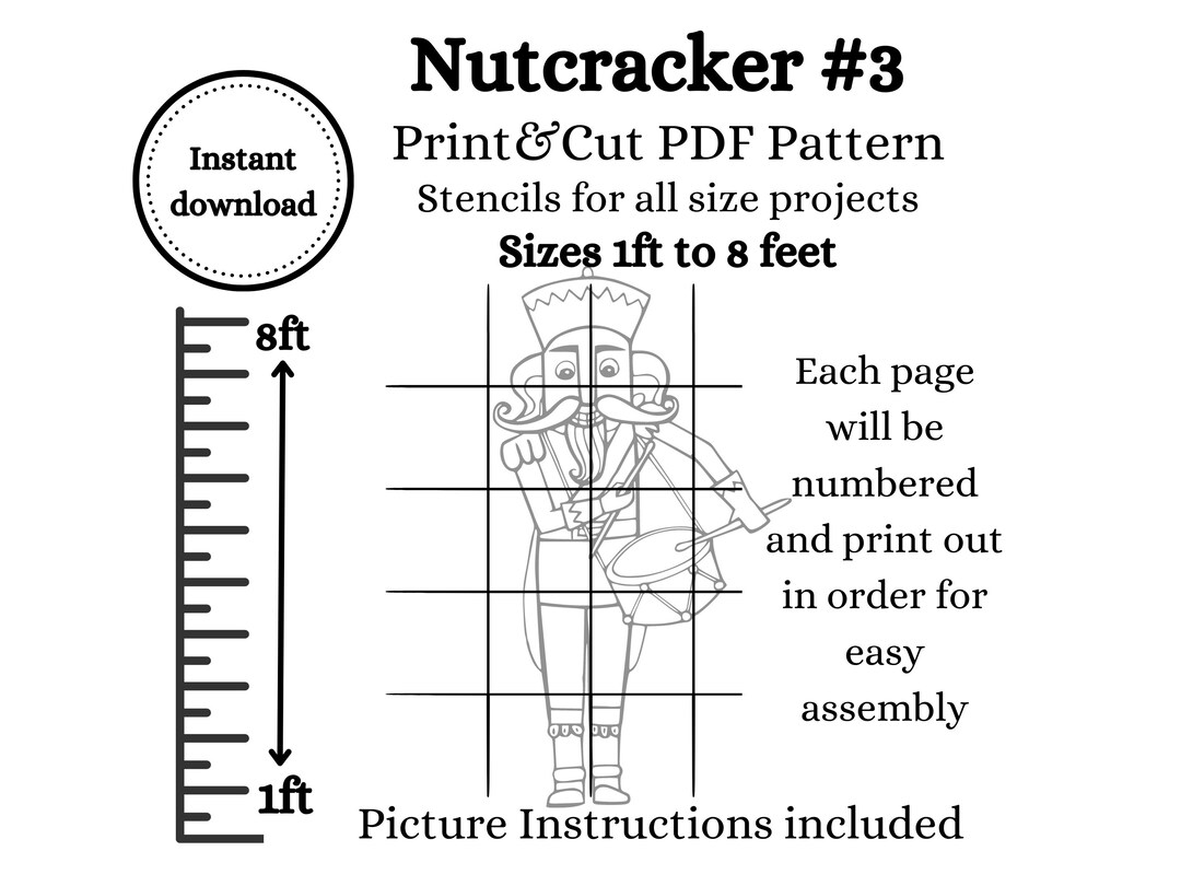 Life Size the Nutcracker Drummer Boy Silhouette Stencil Template 5ft ...