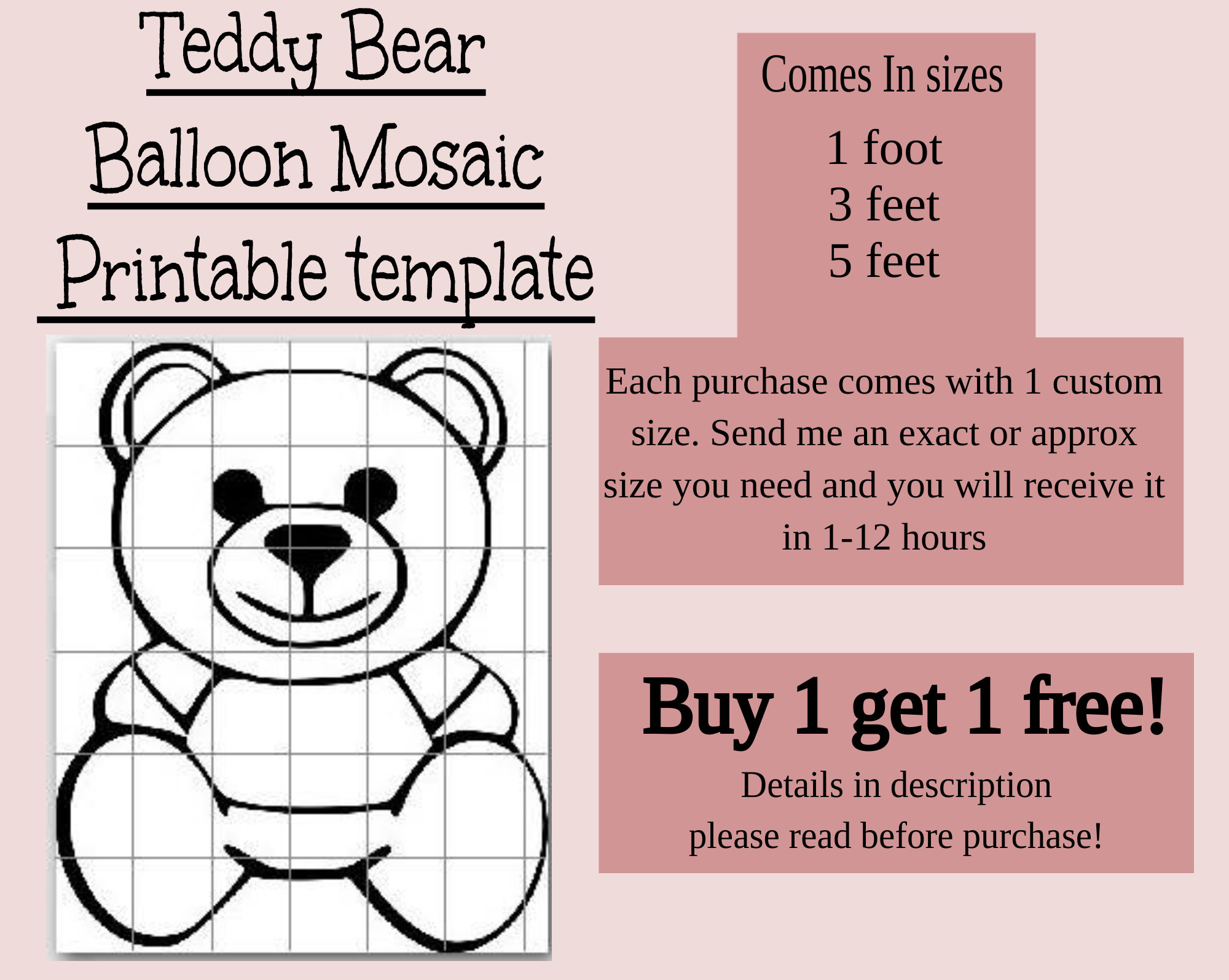 Giant Teddy Bear Printable Template Pattern , Print Trace and Cut Pdf ...