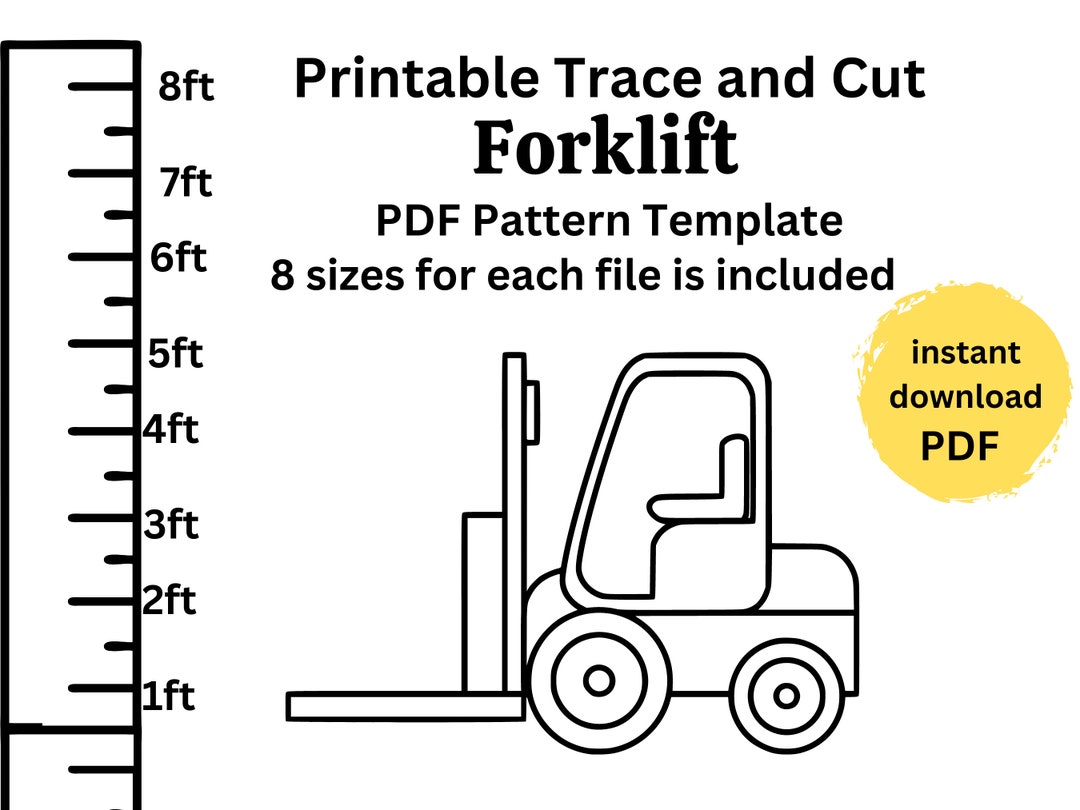 2ft 3ft 4ft 5ft 6ft 7ft Forklift Template Silhouette , Construction ...