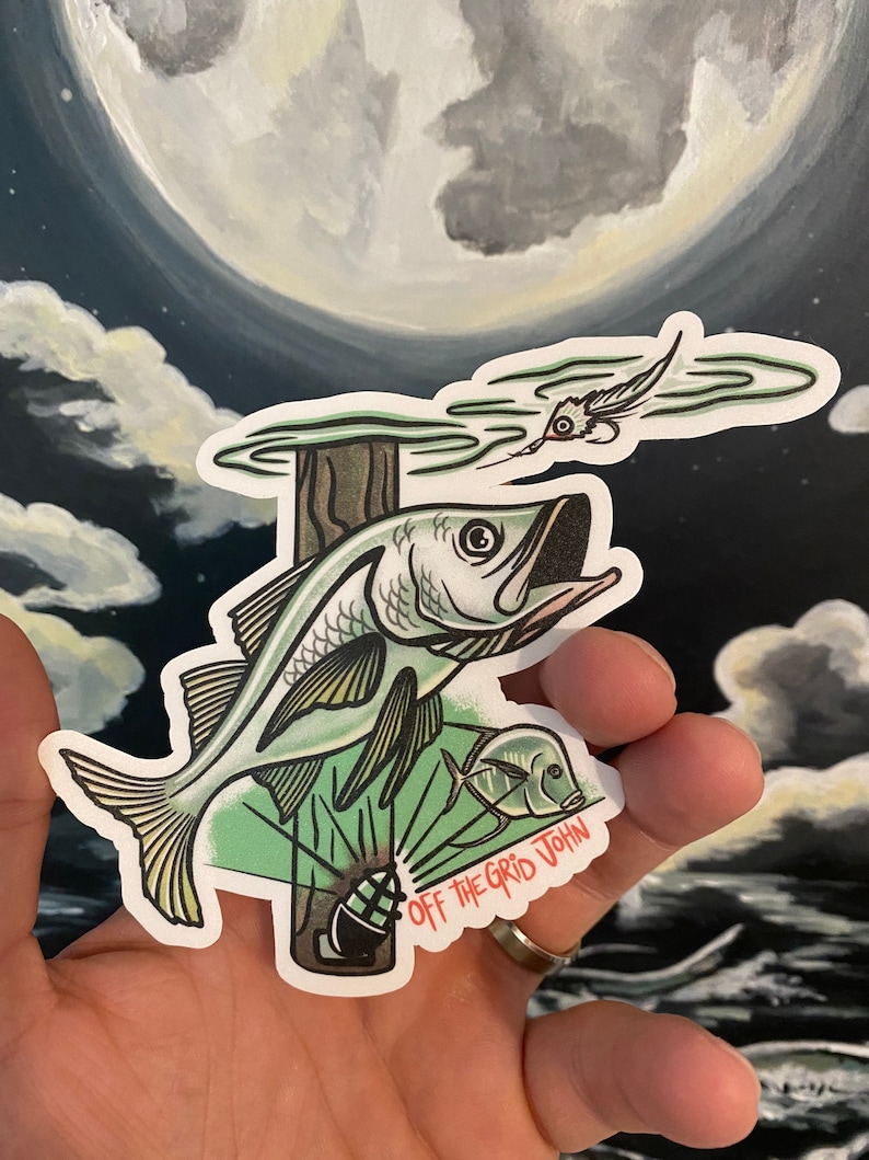 Snook Fishing Decal Fly Fishing Fish Sticker off the Grid John - Etsy