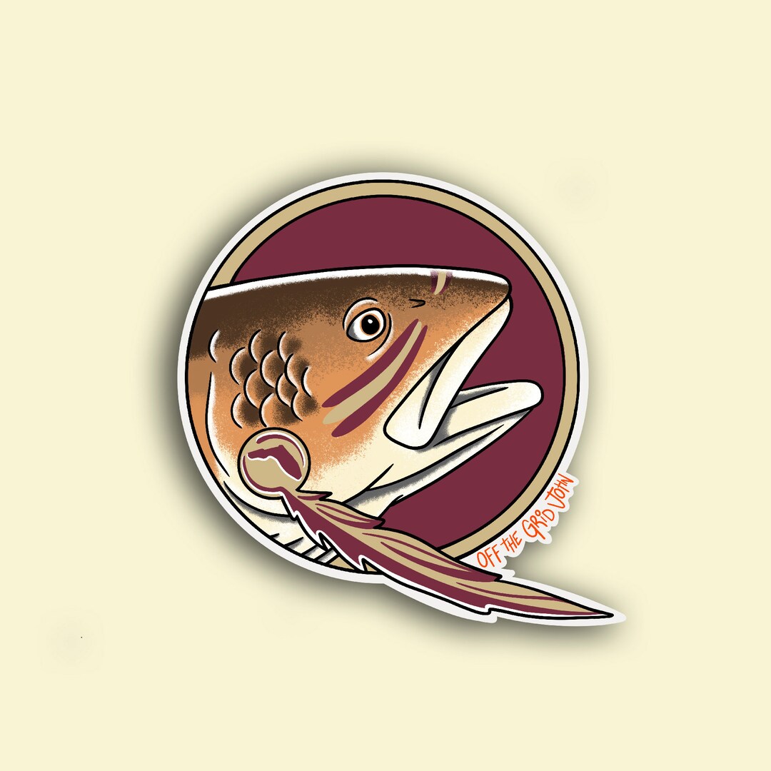 Noles Redfish Decal Trout Fishing Sticker FSU Fly Fishing Art off the ...