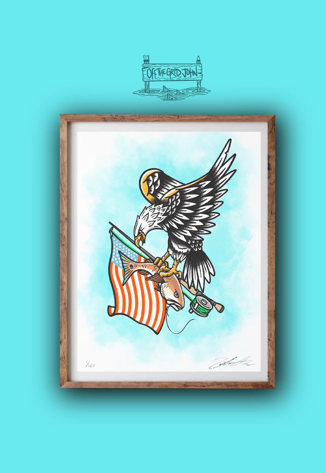 Freedom Redfish Fly Fishing Art Print Home Decor off the Grid John - Etsy