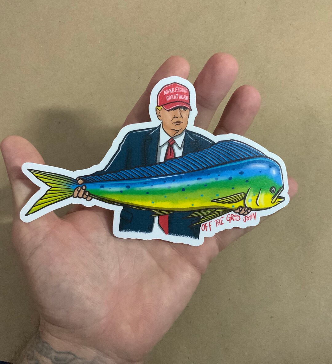 Trump USA Fishing Sticker off the Grid John Gifts for Fisherman ...