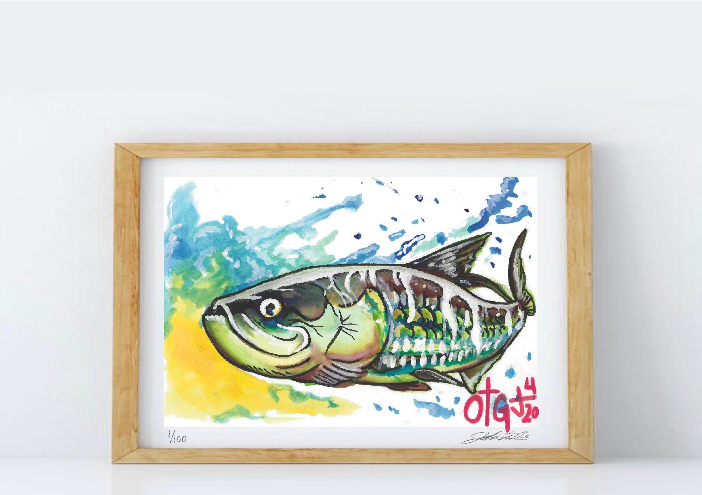 Tarpon water color fly fishing marine life home decor | Etsy