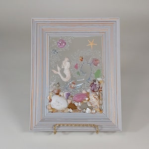 5x7 Mermaid in Wave Sea Glass Art Frame - Etsy