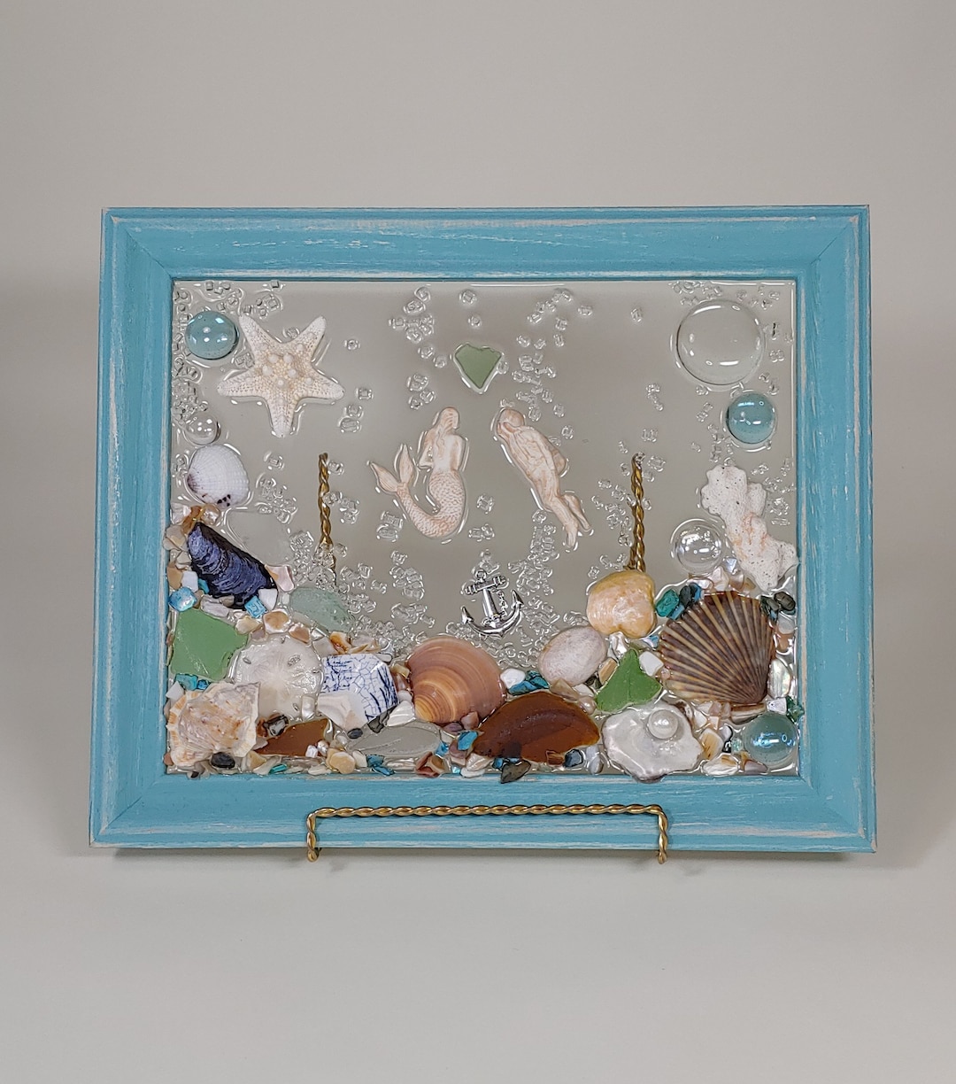 8x10 Scuba Diver Sea Glass Art Frame - Etsy