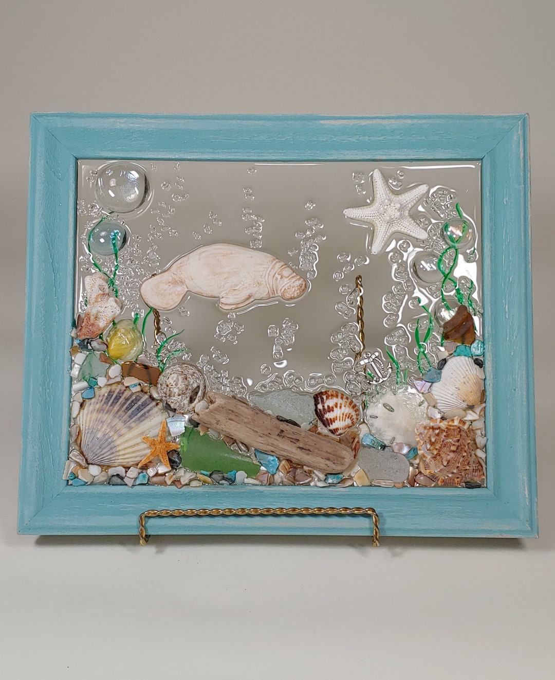 8x 10 Manatee Sea Glass Art Frame - Etsy