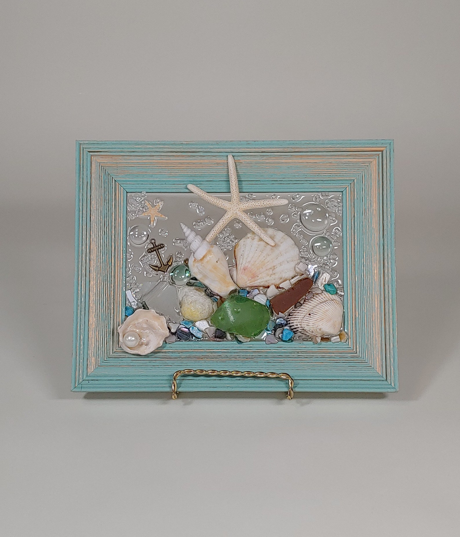 5 X 7 Sea Shell and Sea Glass Collage Art Frame - Etsy