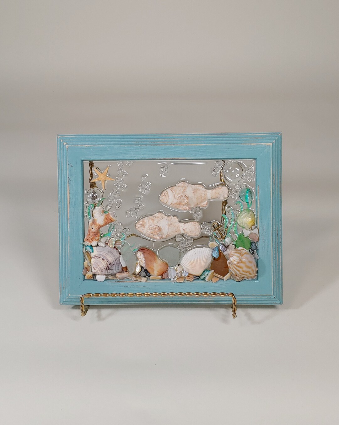 5 X 7 Clown Fish Sea Glass Art Frame - Etsy