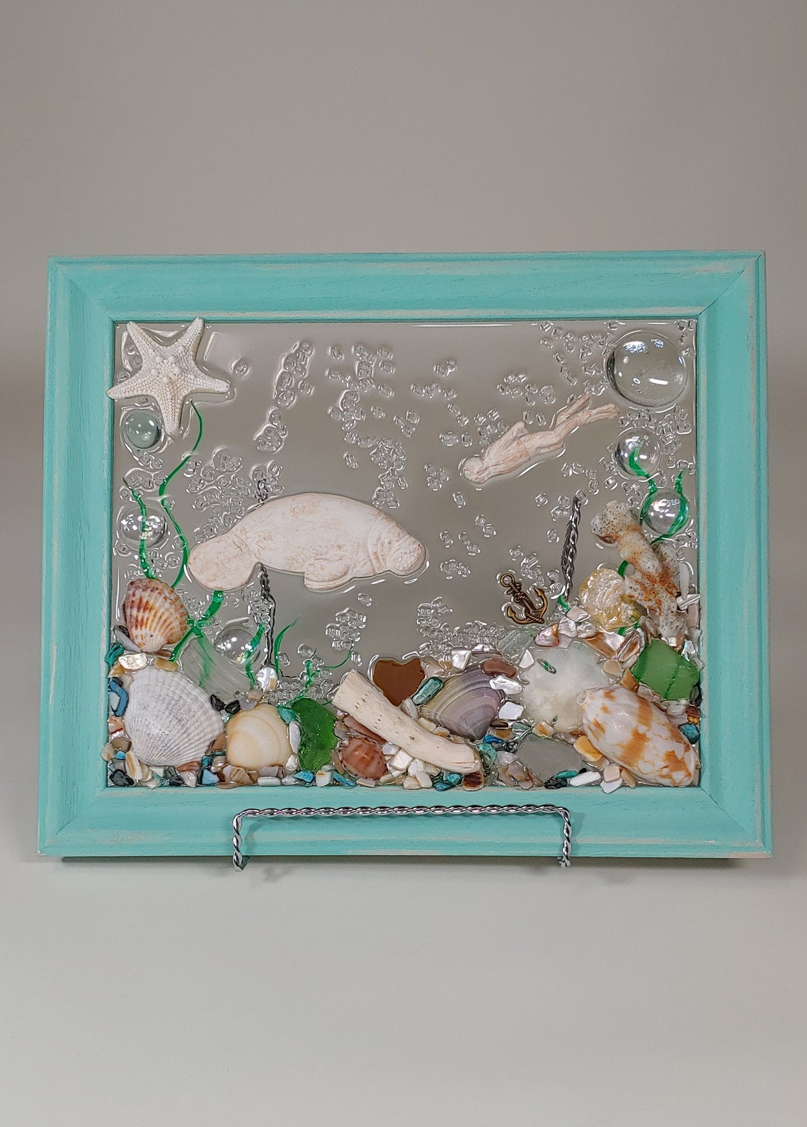 8x 10 Manatee Sea Glass Art Frame - Etsy