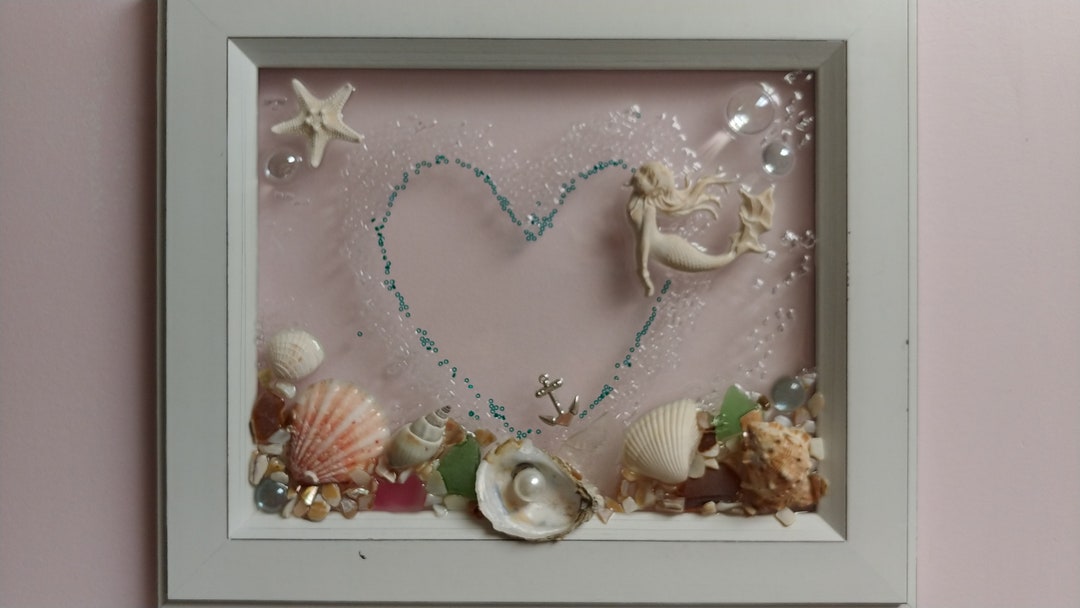 8 X 10 Sea Glass Heart Frame With Personalized Option - Etsy