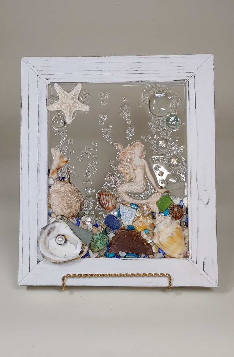 8x10 Hair Mermaid Sea Glass Art Frame - Etsy