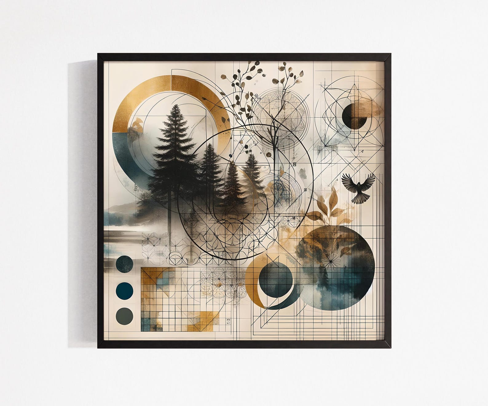 Modern Abstract Forest Geometric Art Print: Minimalist Nature Print ...