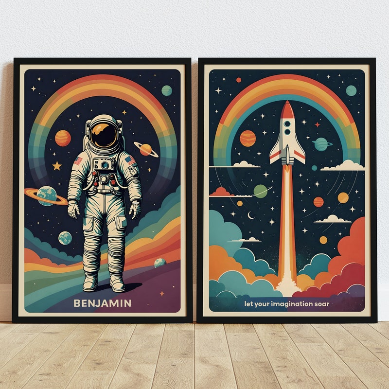 Retro Space Poster - Etsy