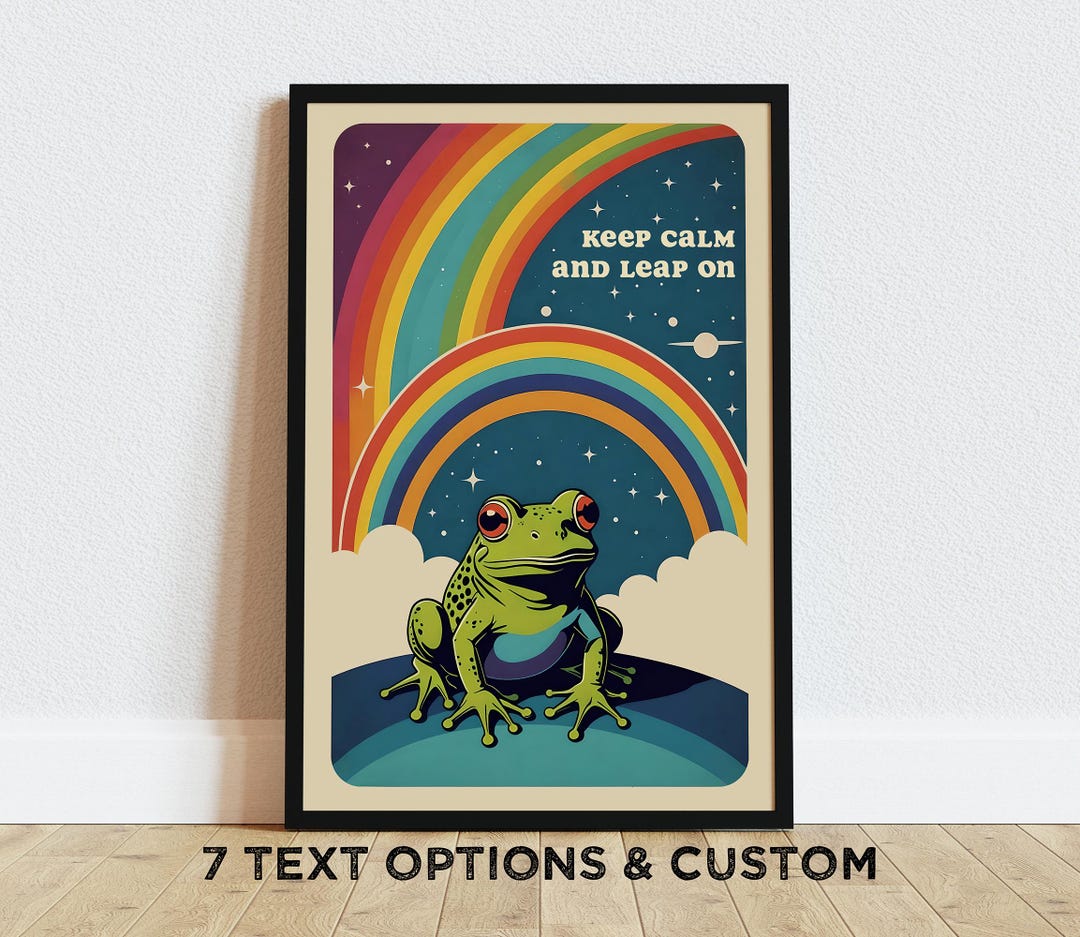Custom Frog Motivational Poster, Personalized Kids Retro Print, Vintage ...
