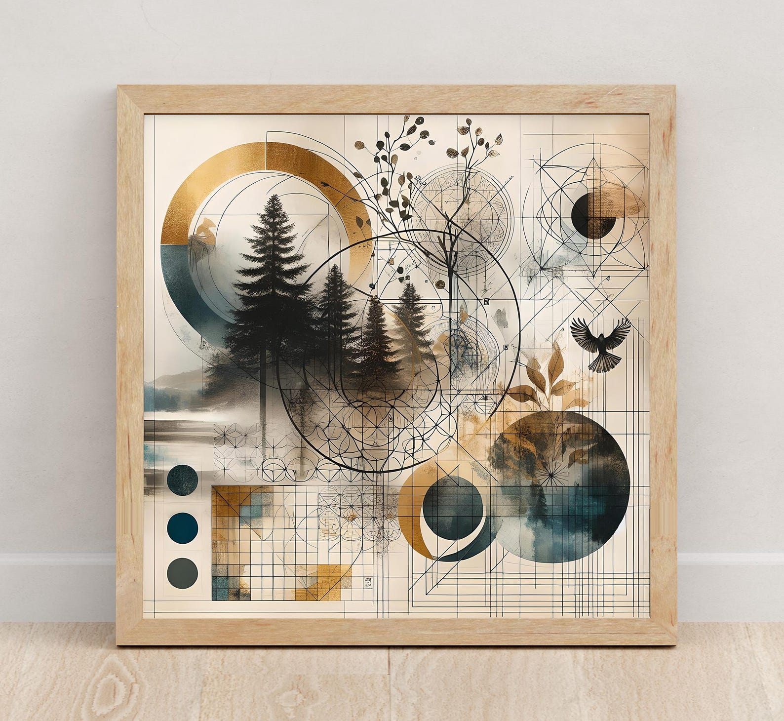 Modern Abstract Forest Geometric Art Print: Minimalist Nature Print ...