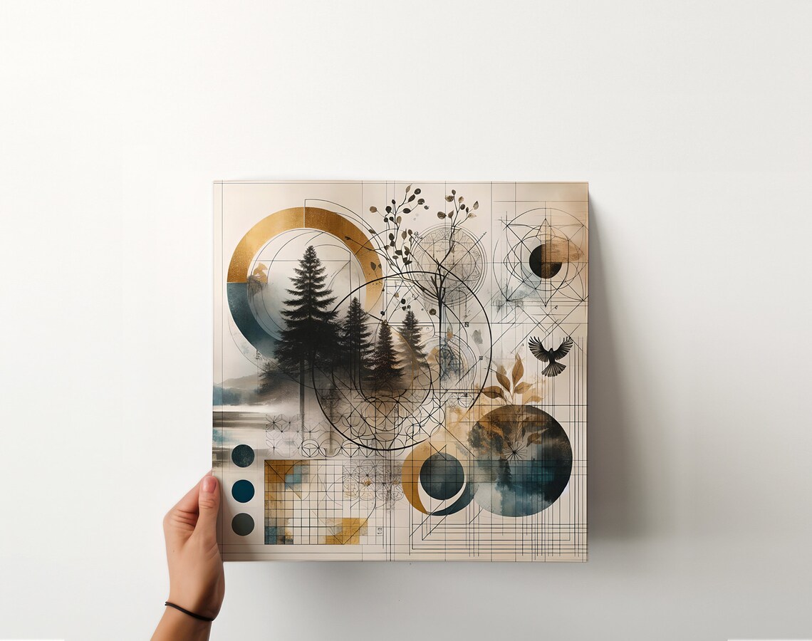 Modern Abstract Forest Geometric Art Print: Minimalist Nature Print ...