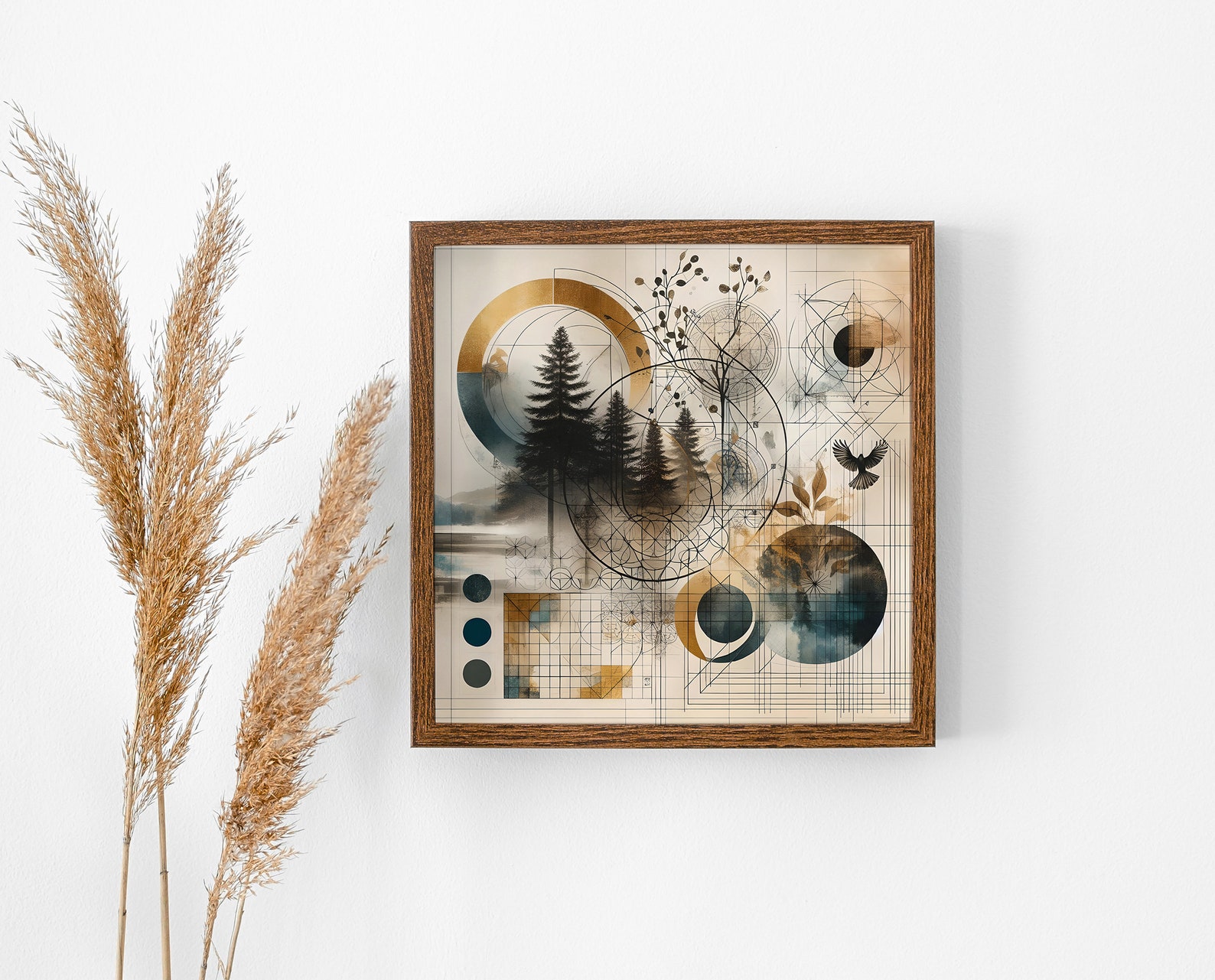 Modern Abstract Forest Geometric Art Print: Minimalist Nature Print ...
