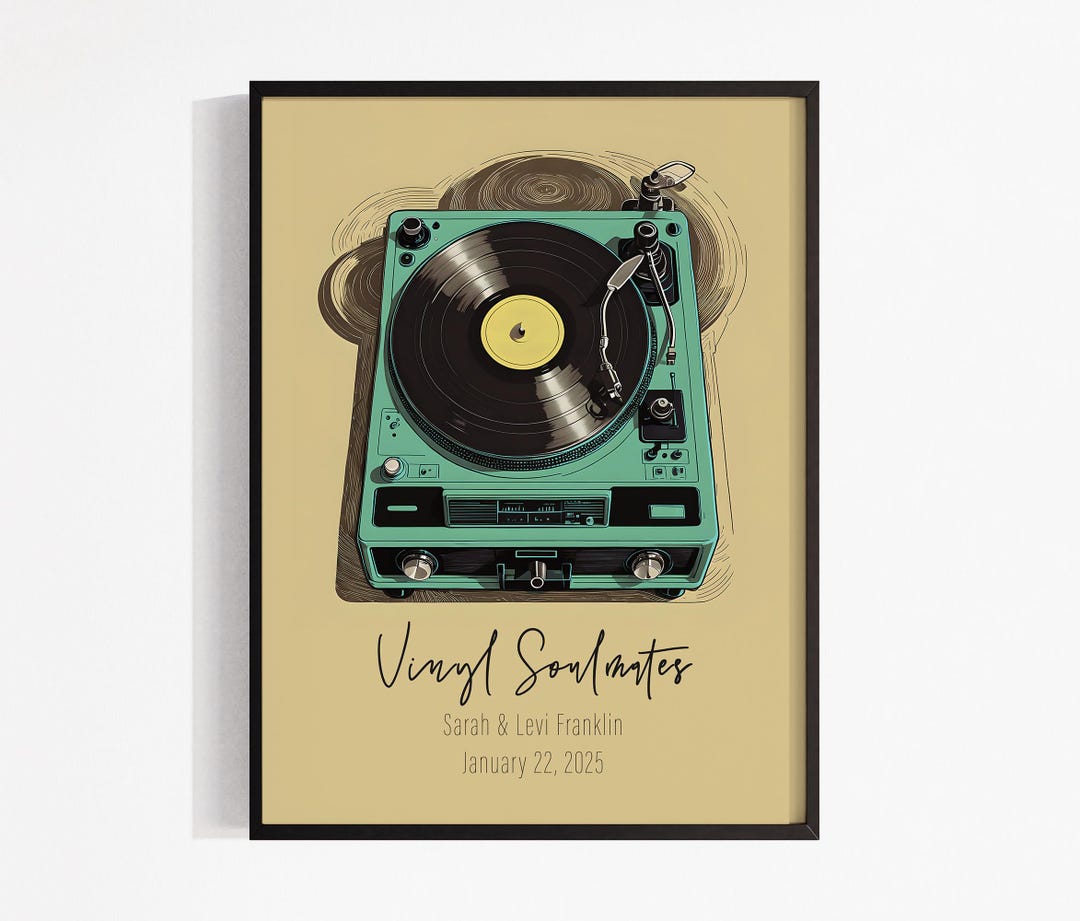 Custom Record Player Anniversary Print, Personalized Couples Gift ...