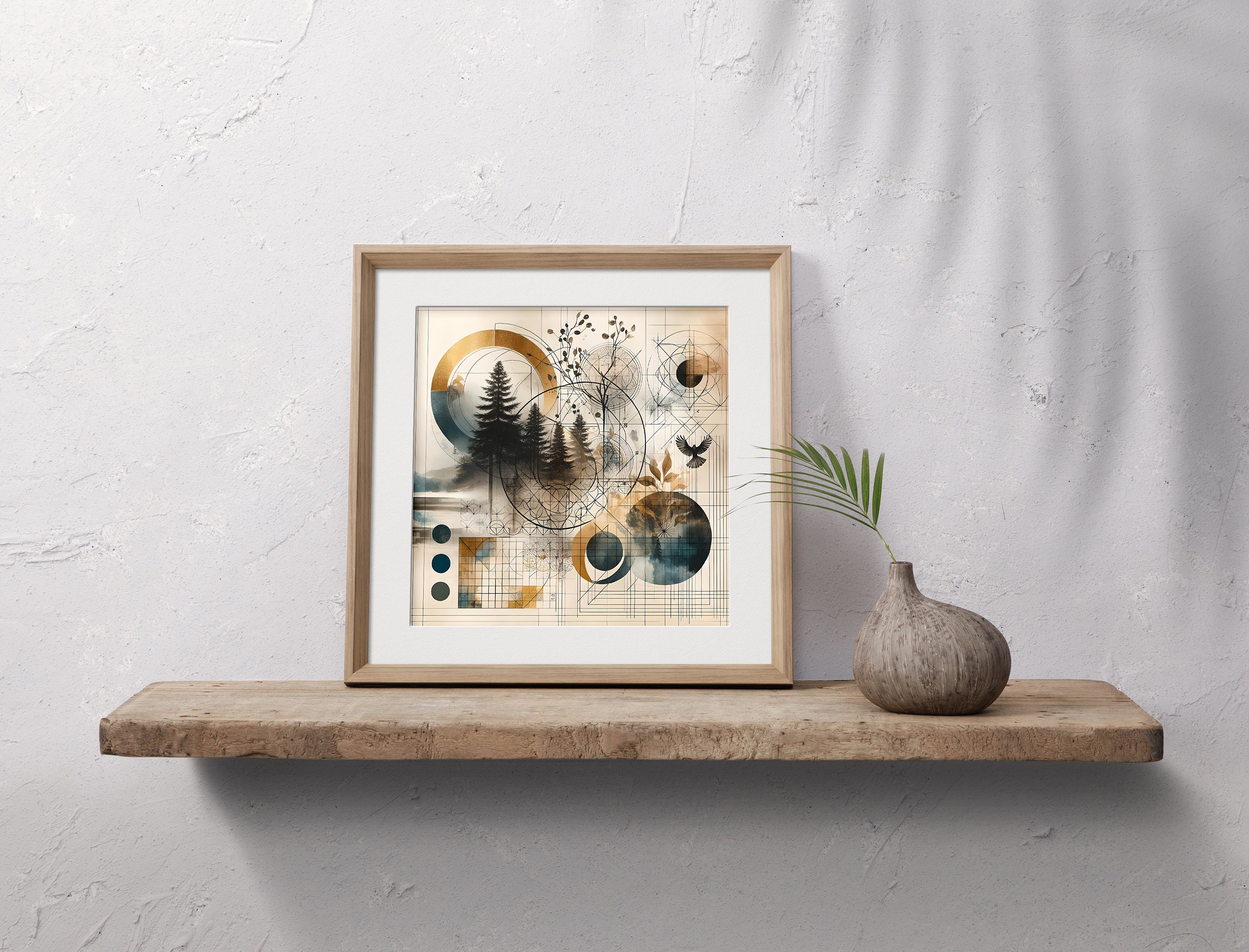 Modern Abstract Forest Geometric Art Print: Minimalist Nature Print ...