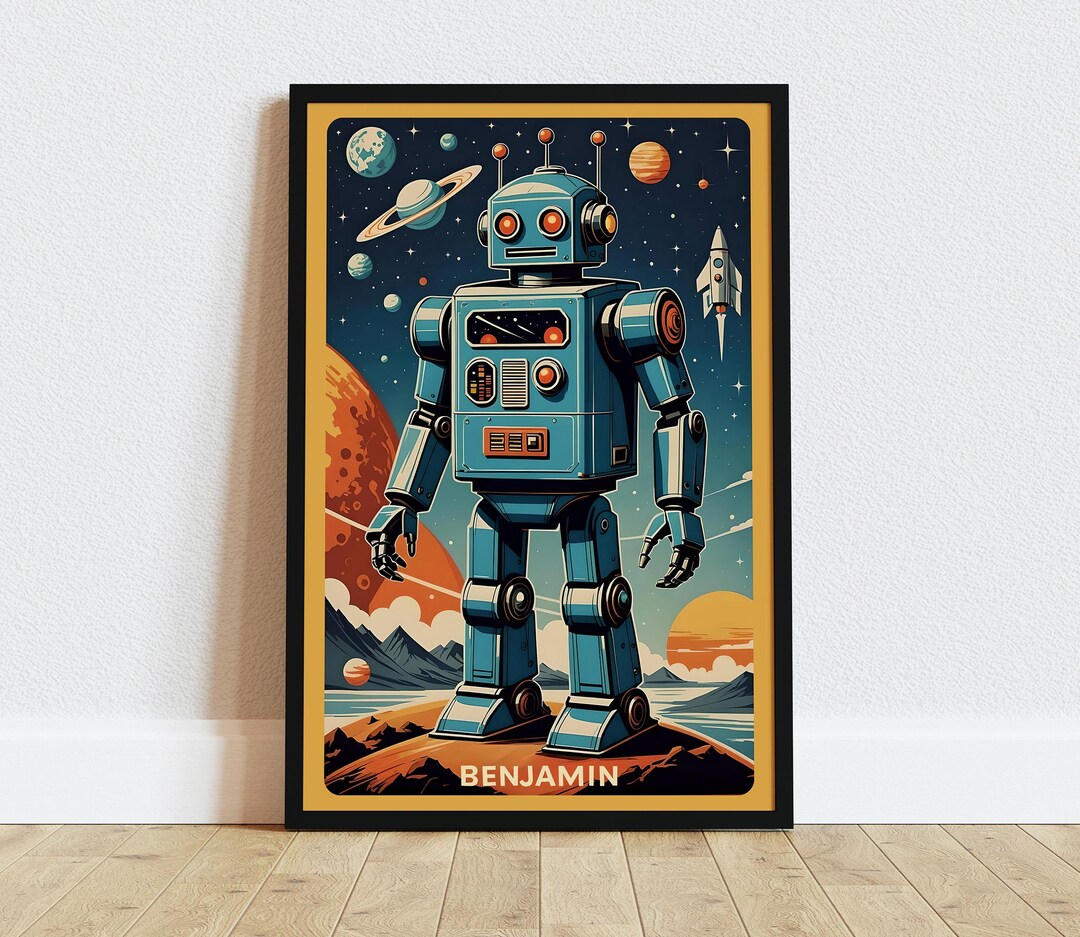 Personalized Kids Retro Robot Print | Customizable Wall Art | Kids ...