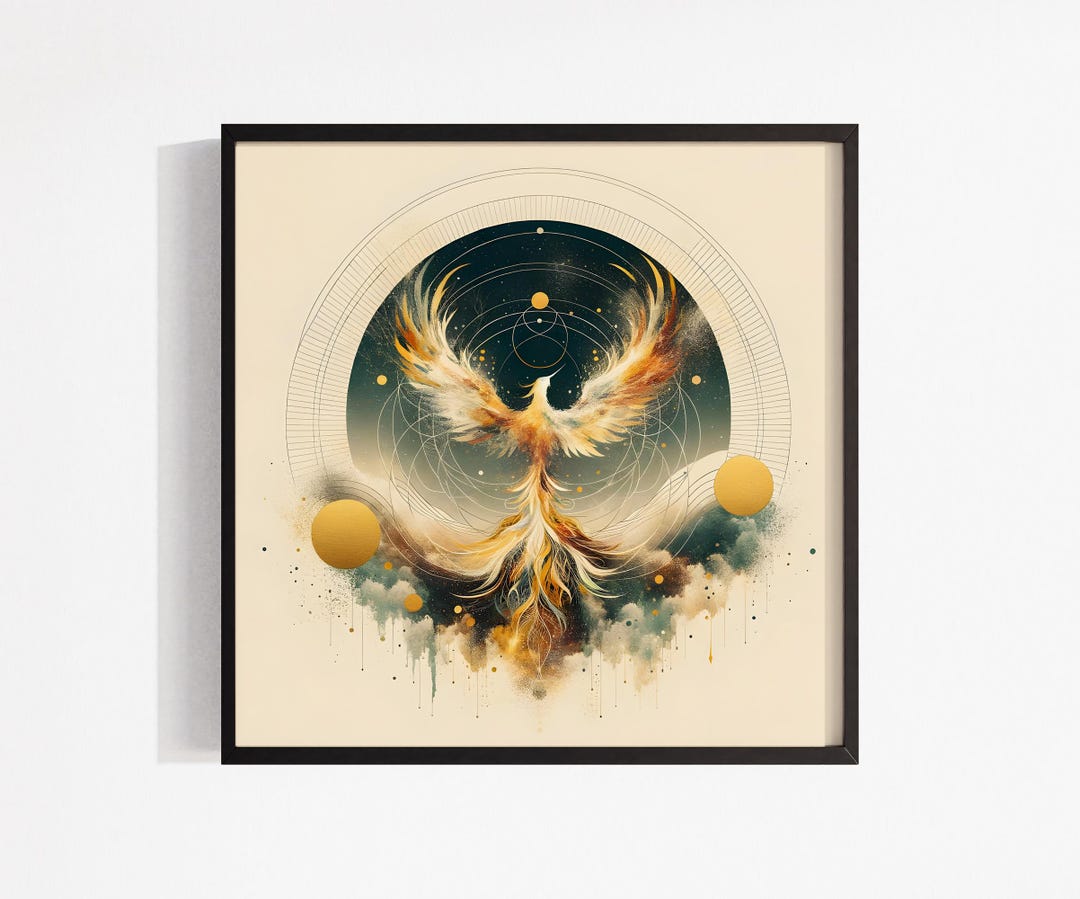 Phoenix Rising Wall Art, Transformation Print, Mystical Boho Décor ...