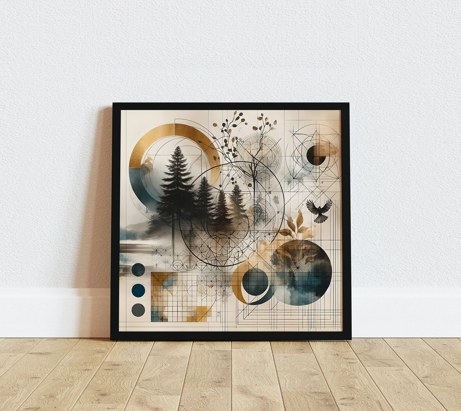 Modern Abstract Forest Geometric Art Print: Minimalist Nature Print ...