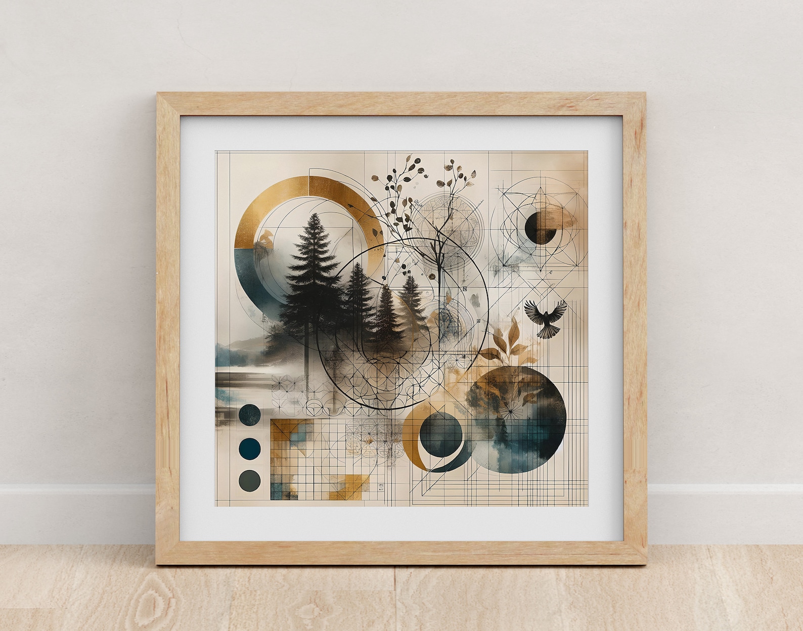 Modern Abstract Forest Geometric Art Print: Minimalist Nature Print ...