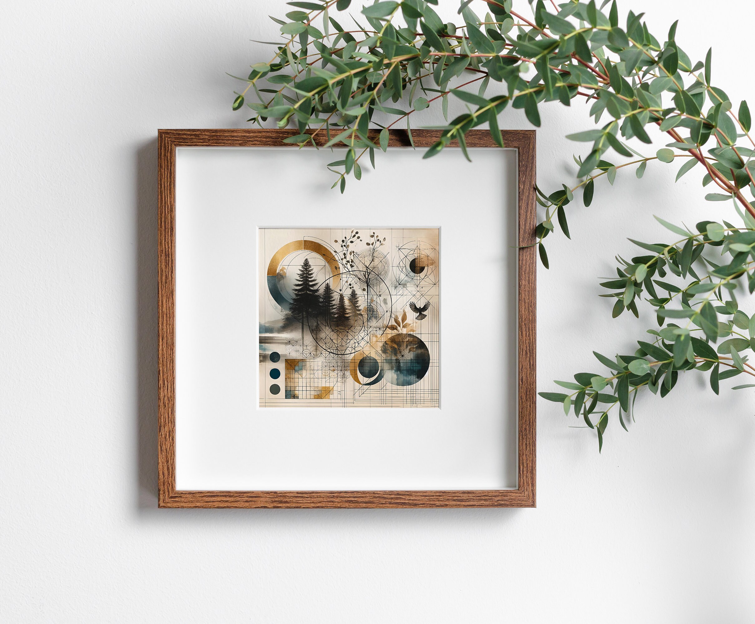 Modern Abstract Forest Geometric Art Print: Minimalist Nature Print ...