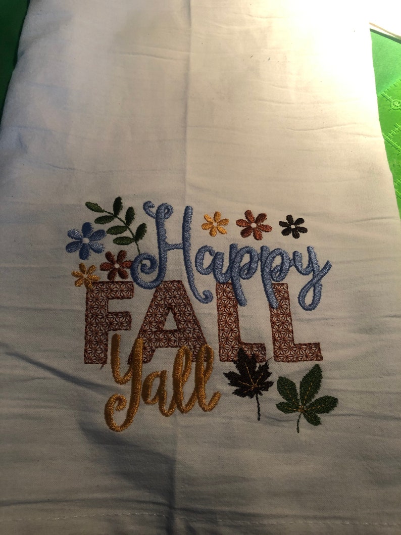 Fall Embroidered Tea Towel Fall Table Flour Sack Towel | Etsy