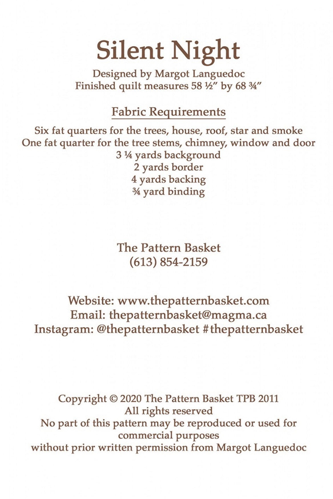 Silent Night Quilt Pattern from The Pattern Basket by Margot Languedoc ...