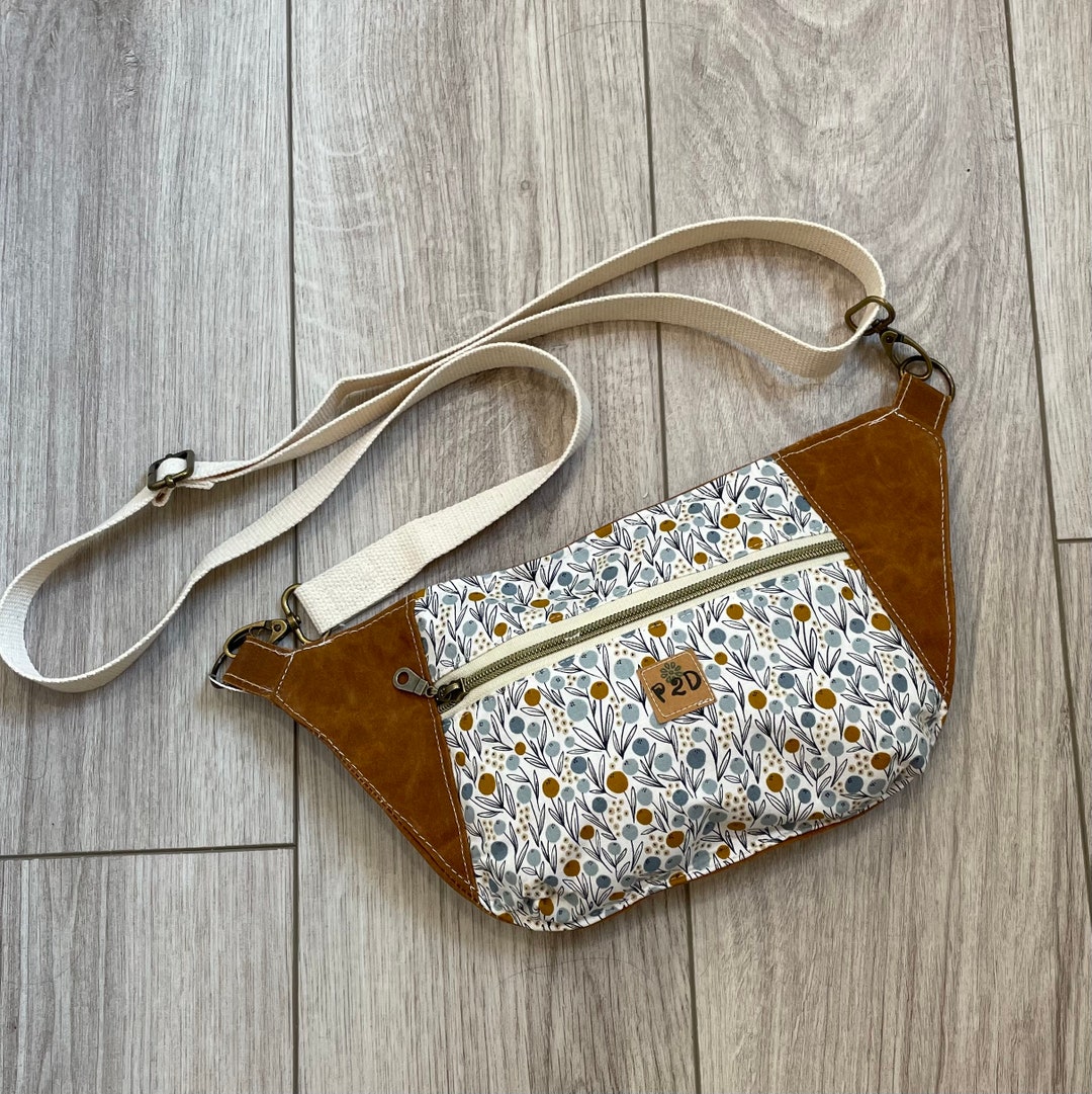 The Dayna Fanny Pack Sling Bag in Waxed Canvas and Floral Print. - Etsy