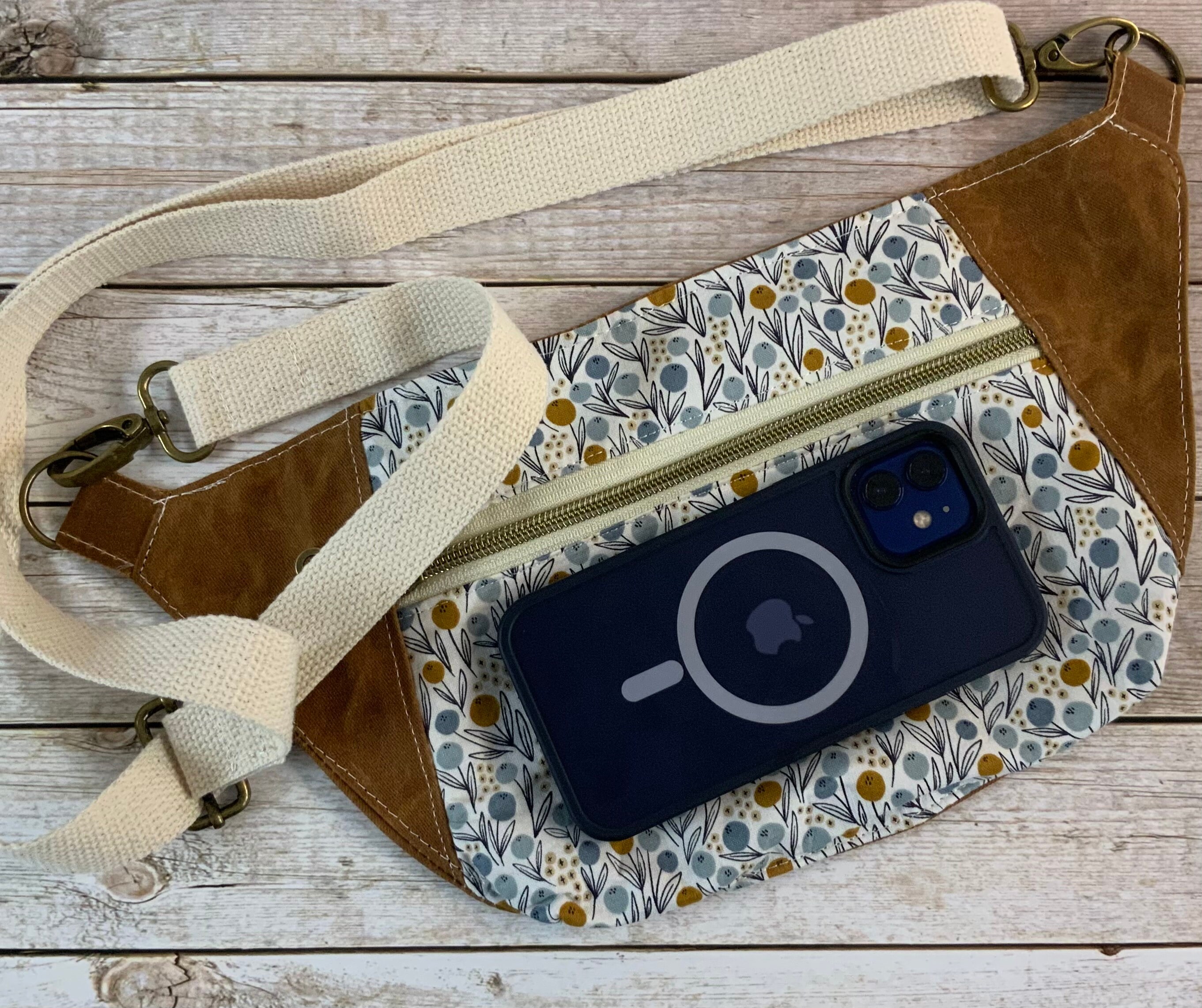 The Dayna Fanny Pack Sling Bag in Waxed Canvas and Floral Print. - Etsy