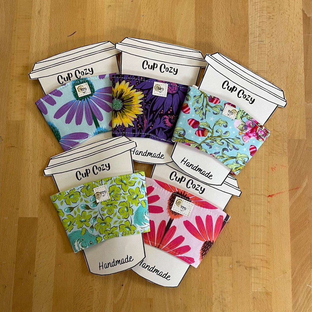 Reversible Fabric Cup Cozy, Continuous Fabric Cup Sleeve, Coffee Lover ...