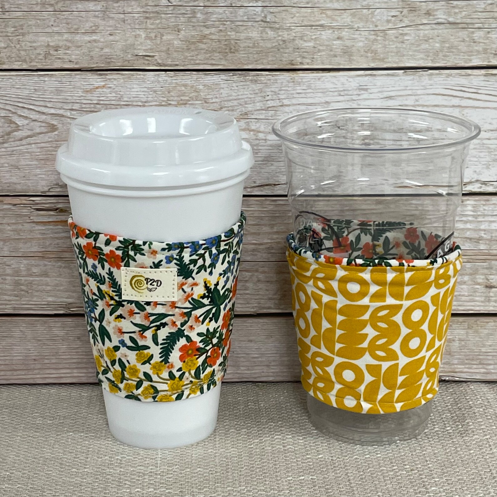 Rifle Paper Co. Fabric Cup Cozy in a Reversable, Continuous Style. Fits ...