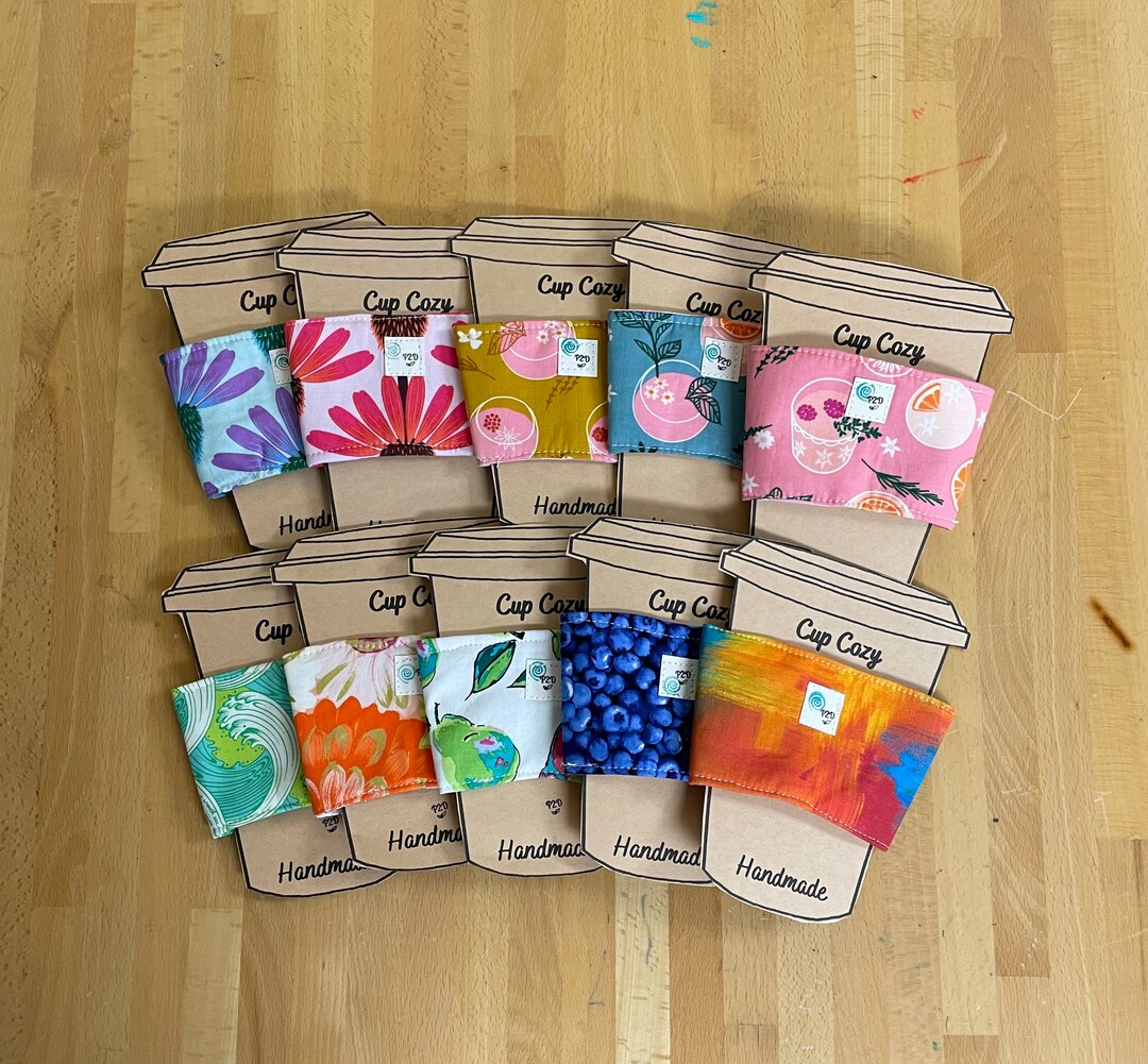 Reversible Fabric Cup Cozy, Continuous Fabric Cup Sleeve, Coffee Lover ...