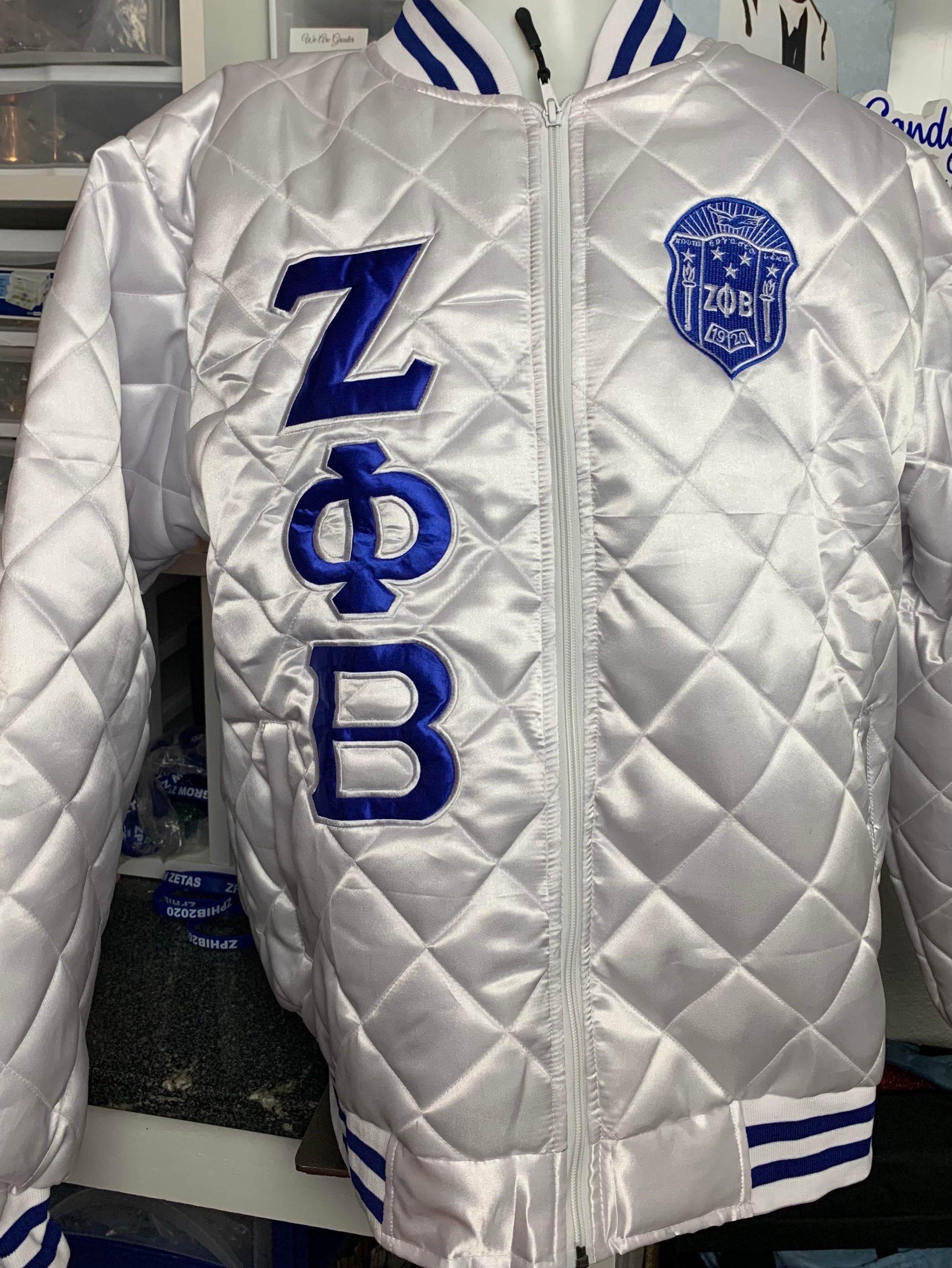 White Quilted Zeta Phi Beta Satin Jacket | Etsy